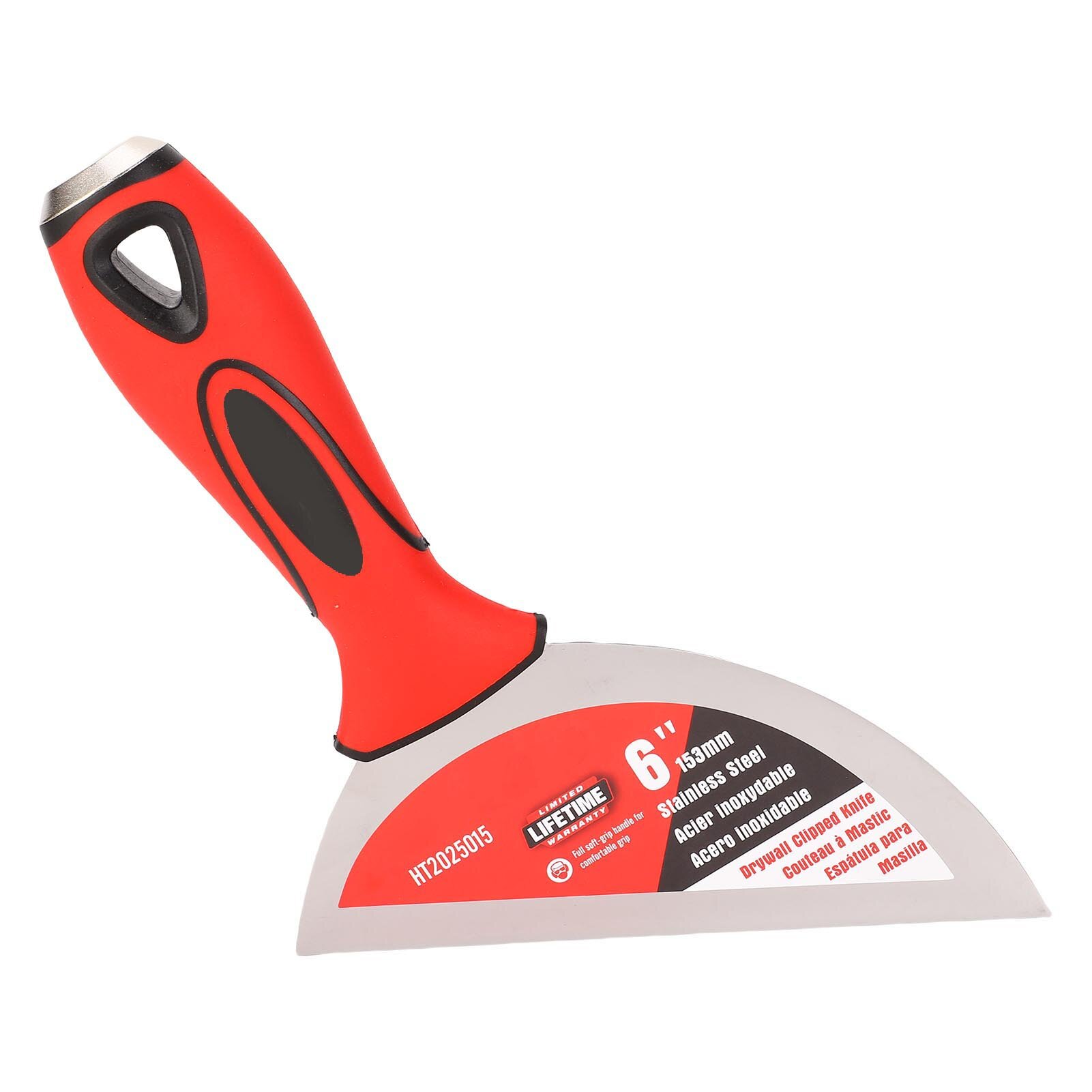 Скребок для шпаклевки с фаской 6 дюймов, шпатель для зеркальной полировки из нержавеющей стали для ремонта гипсокартона, удаления краски и обоев, двухцветная ручка.