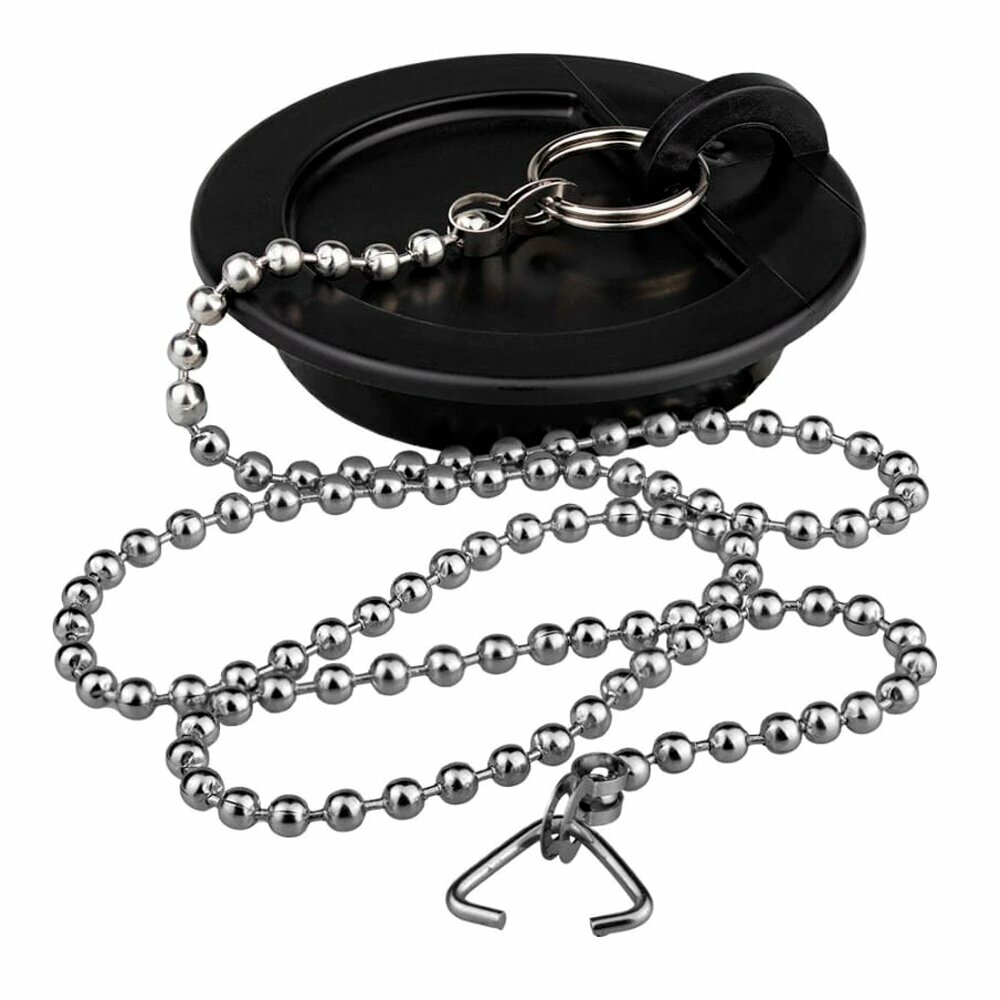 Пробка для ванны Masterprof, с хромированной цепочкой 45 см, черная, ПВХ