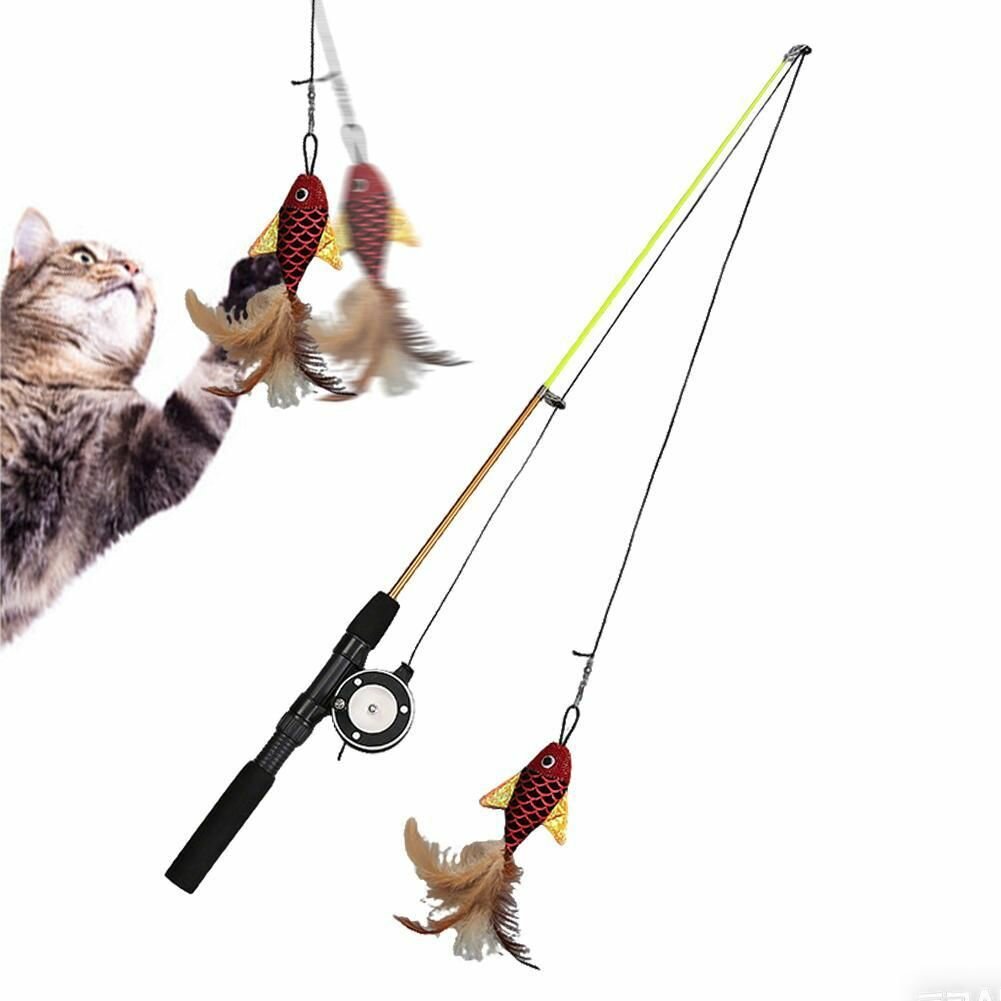 Телескопическая удочка Pet funny cat, содержит аромат кошачьей мяты, игрушка для кошек