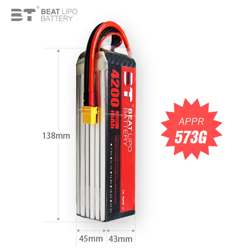 Аккумулятор BT LIPO 4200mAh/6S/22.2V/65C для моделей самолетов