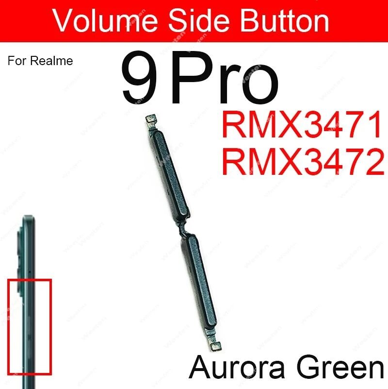 Кнопка регулировки громкости, боковые клавиши для Realme 9 4G 9 Pro 9 Pro Plus, боковая кнопка регулировки громкости вверх/вниз, запасные части 9Pro Green