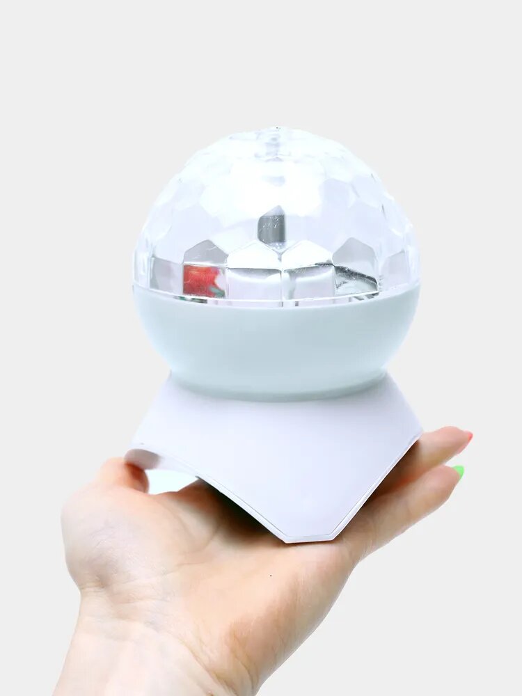 Светильник диско-шар 3 Вт на аккумуляторе с Bluetooth подключением и встроенным динамиком для дома и вечеринок — фото 1