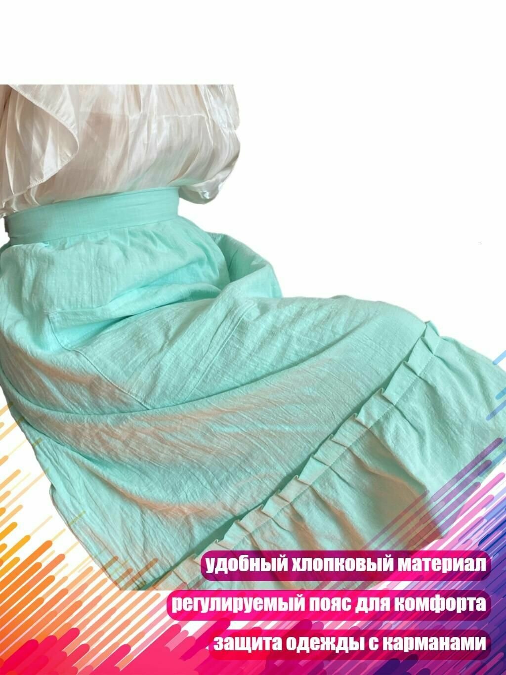 Винтажный хлопковый фартук с рюшами, карманами и регулируемым поясом для кухни, готовки и домашних дел, Синий