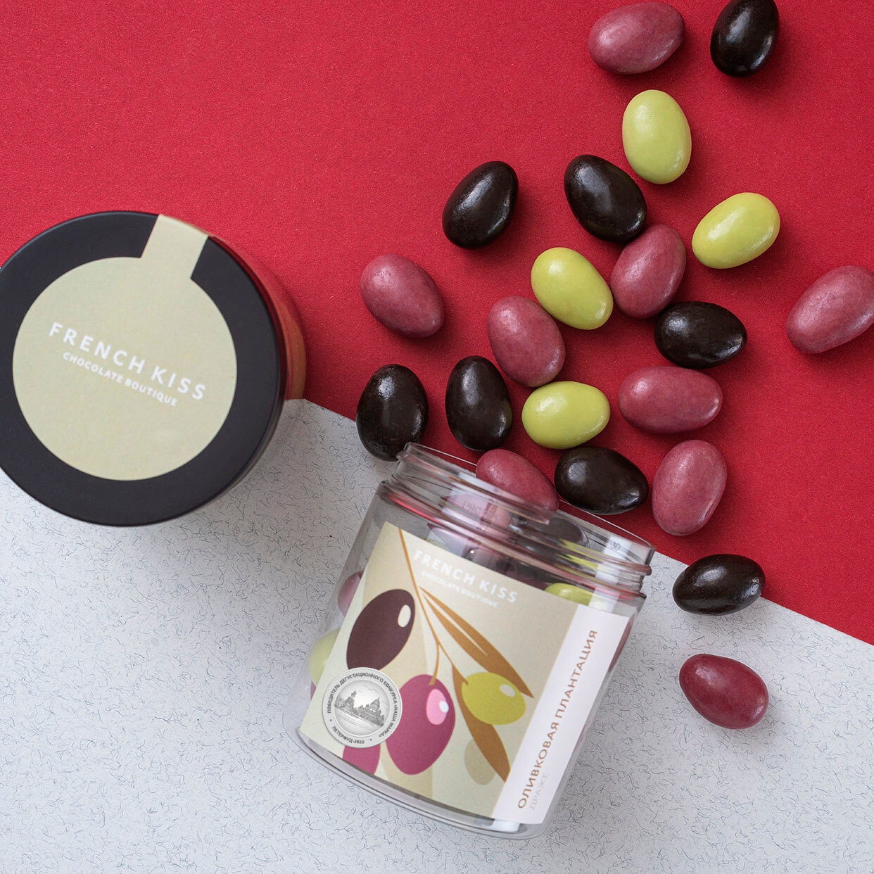Оливковая плантация драже в банке 180 гр, FrenchKiss, миндаль в шоколаде