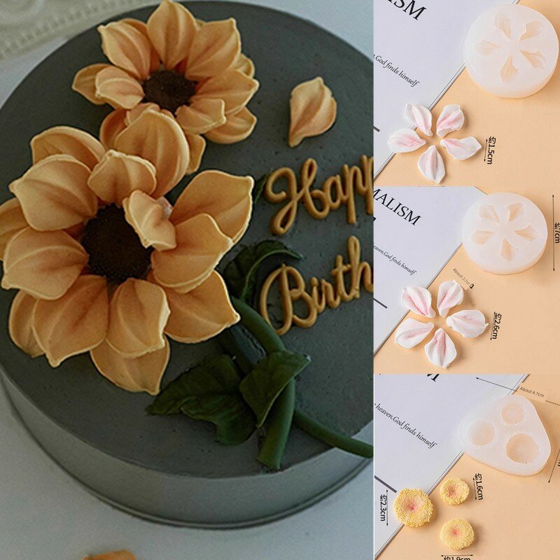 Модная силиконовая форма для выпечки в виде тюльпана, для декора тортов, из фонтанчика или шоколада, в виде лепестков,