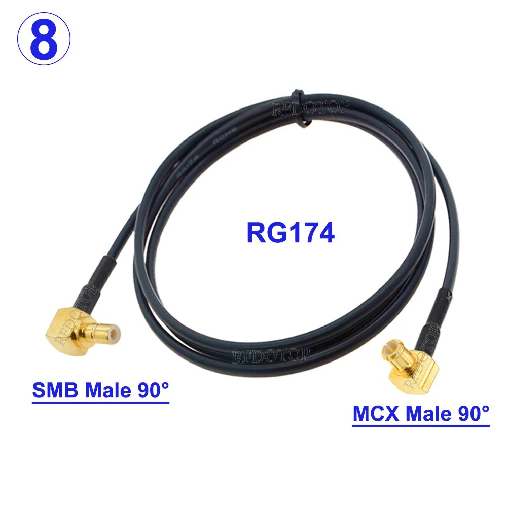 RFDOTOP SMB-MCX RG-174 кабель для антенны DAB 5CM, SMB M90 to MCX M90