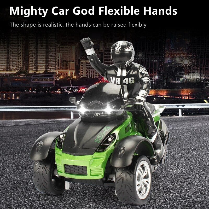 Последний 25км / ч высокоскоростное моделирование rc мотоцикл дистанционное управление мотоцикл дрейф автомобиль вспышка привел свет шина вращающаяся игрушка (зеленый)