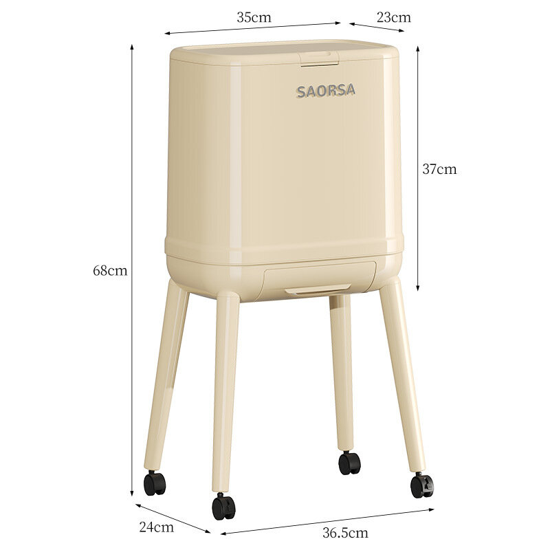 Мусорное ведро без изгиба для кухни и гостиной, роскошная корзина для мусора, большая вместимость, передвижное, с крышкой, высокое мусорное ведро