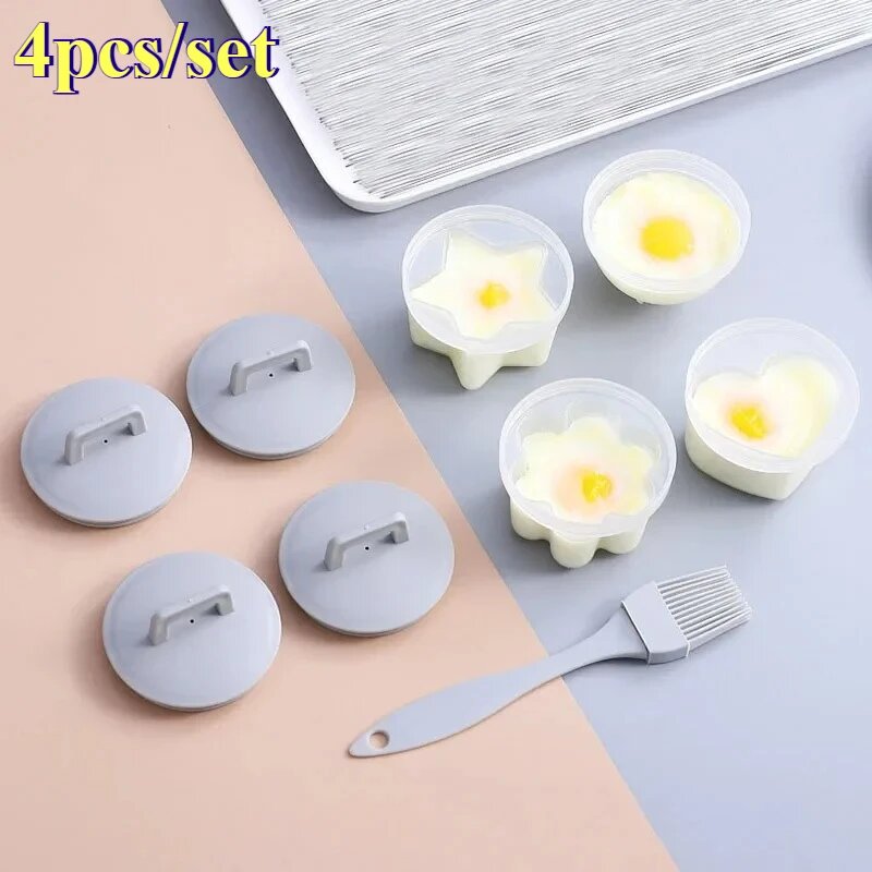 Форма для яиц-пашот из силикона серый,4 весёлых формы, Яичная форма