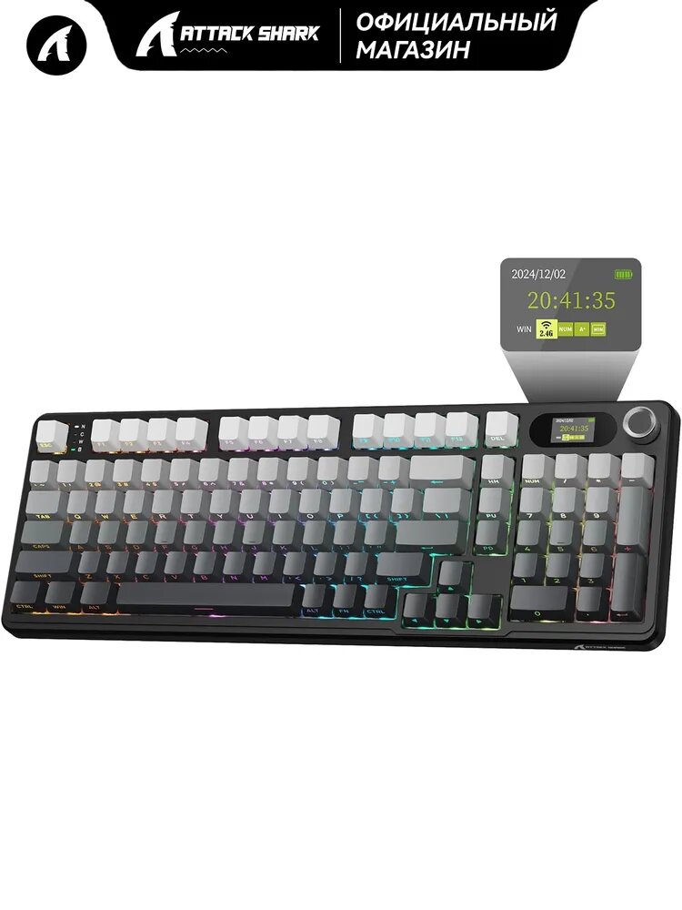 ATTACK SHARK Игровая клавиатура беспроводная X98PRO, (Linear), Английская раскладка, серый