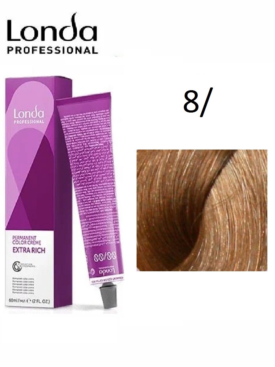 Londa Professional 8/ Стойкая крем-краска Londacolor Creme Extra Rich, светлый блонд, 60 мл