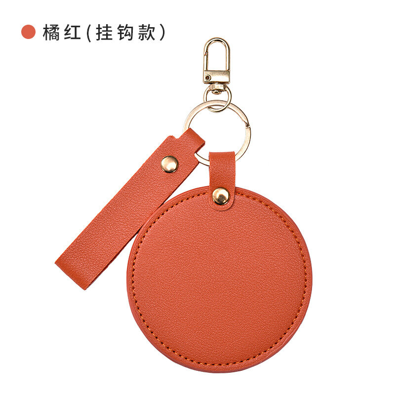 Круглое кожаное вращающееся зеркало для макияжа, портативное зеркало для студентов, подвесное зеркало для ключей, подарок, карманное зеркало