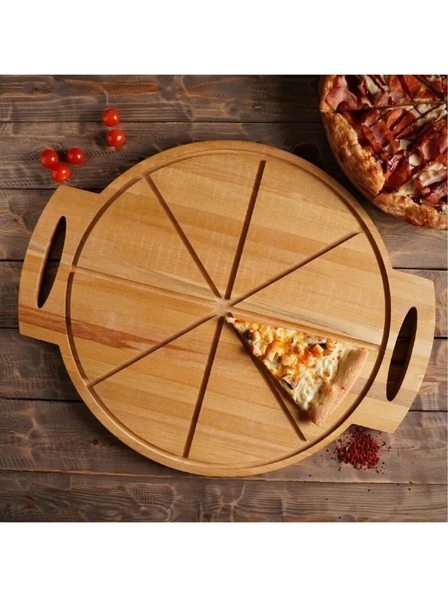 Доска для пиццы с ручками из берёзы