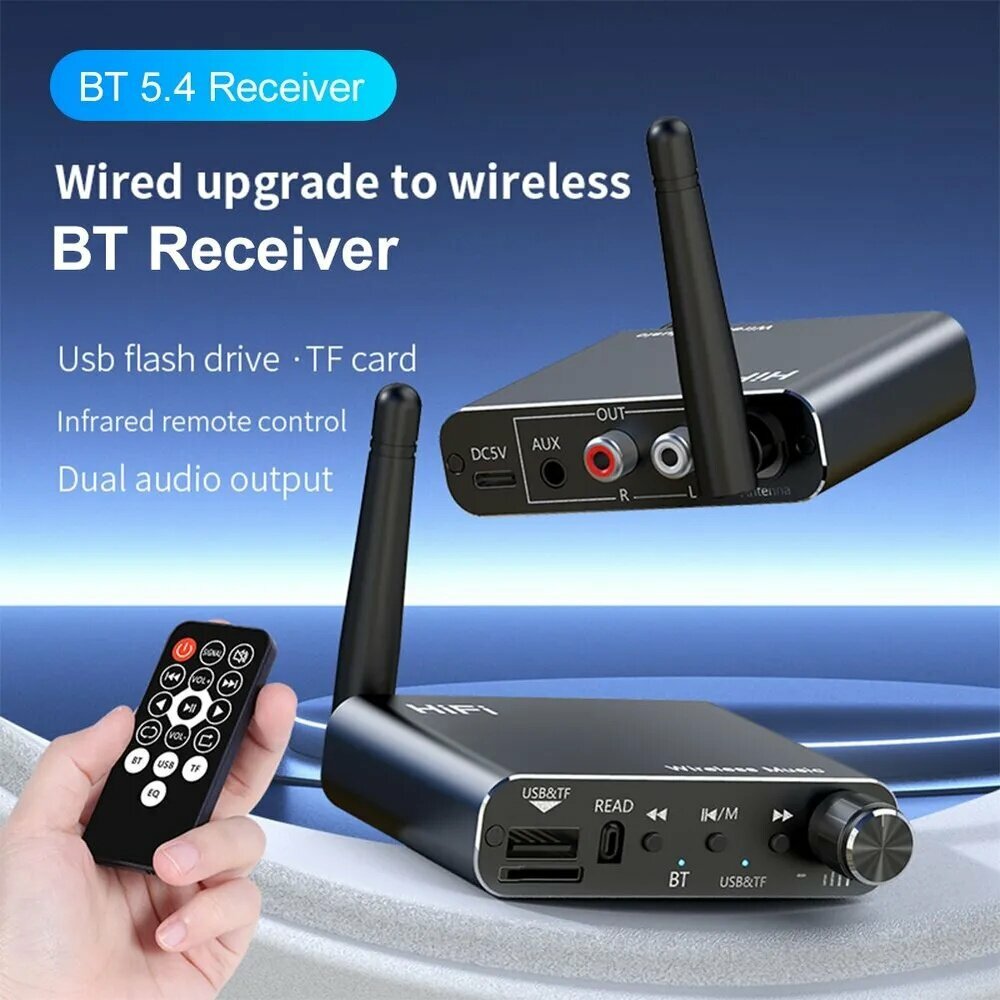 BT 5.4 аудиоприемник 3,5 мм AUX беспроводной стерео музыкальный адаптер для автомобильного динамика телевизора