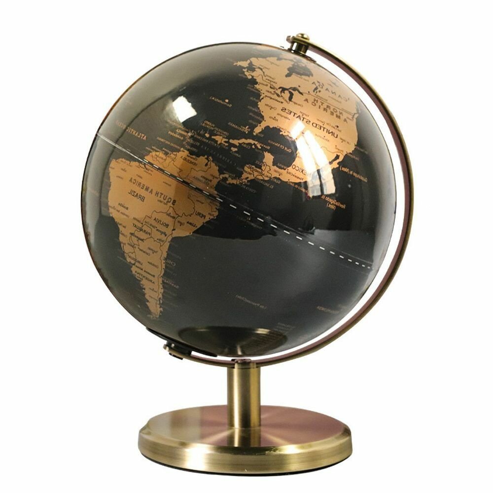 Эксклюзивный глобус мира в черном и золотом исполнении с вращением