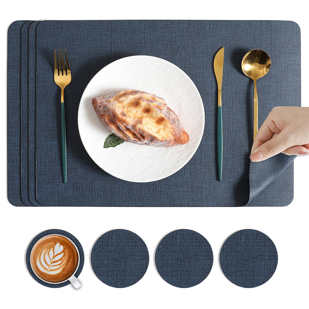 Квадратная кожаная подставка для стола, термоизоляционная подложка, высококачественная антиожоговая подставка для тарелок, стильная подставка для стаканов, кросс-бордерная подставка