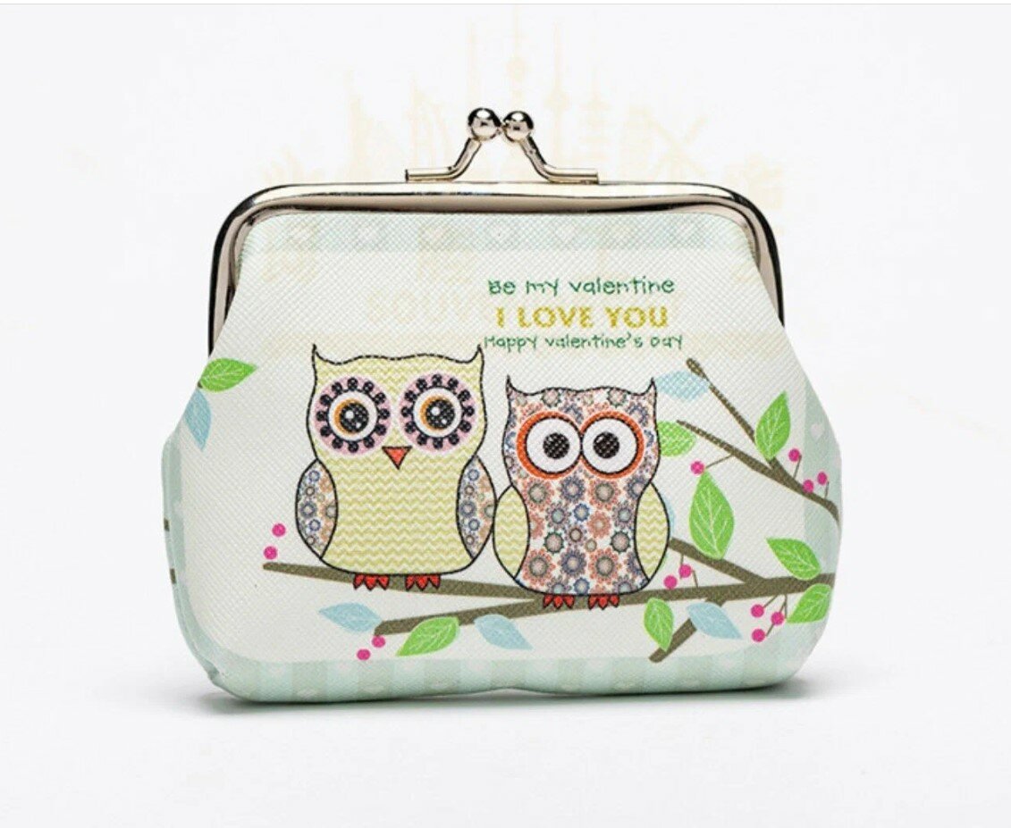 Мультяшный кошелек для монет с совой из эко-кожи красивый подарок молодой девушке девочке 5 6 7 8 9 10 11 12 13 лет