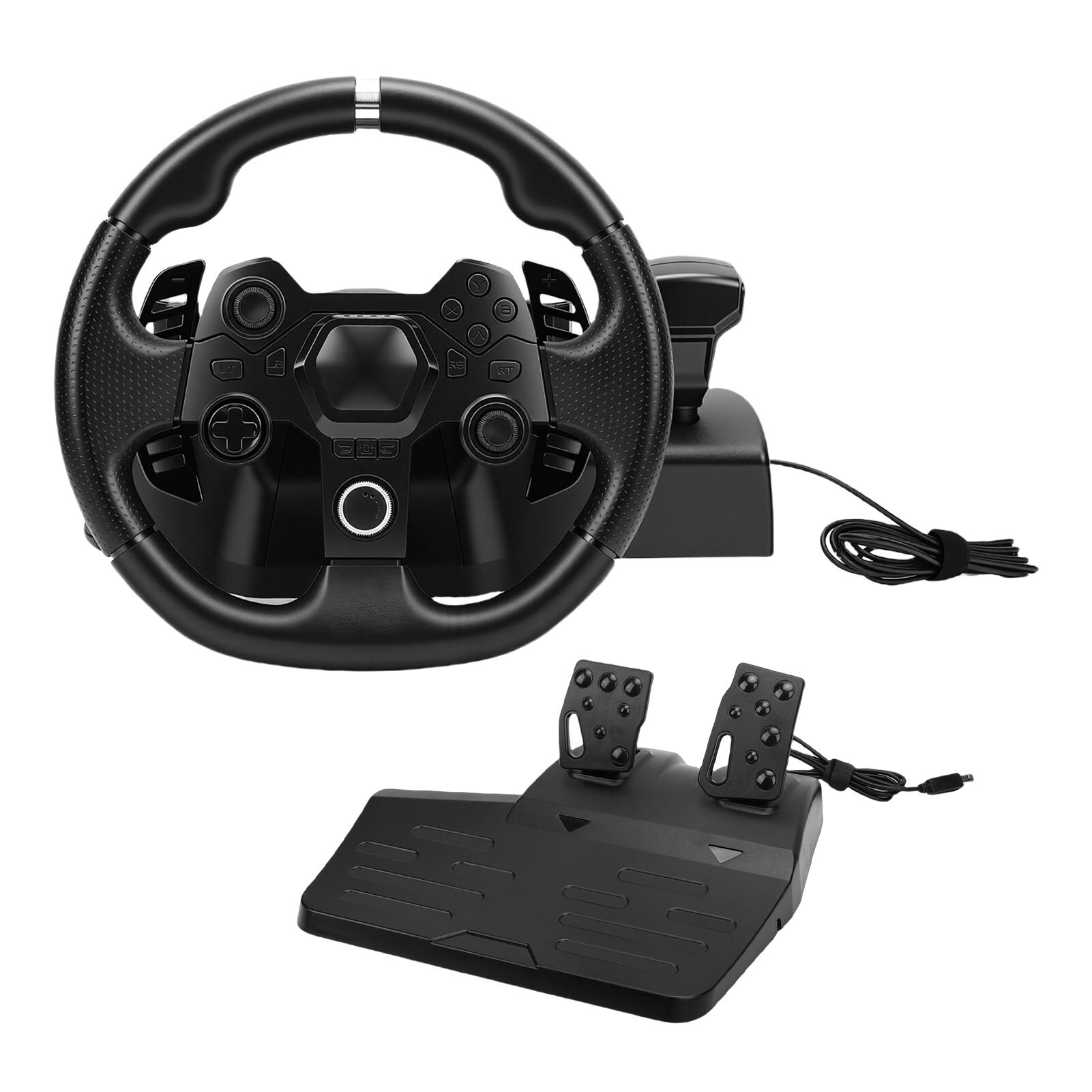 Комплект игрового рулевого колеса, подходящий для игровой консоли Switch, 11-дюймовое гоночное колесо Driving Force и поддержка педалей для ПК с ОС Android