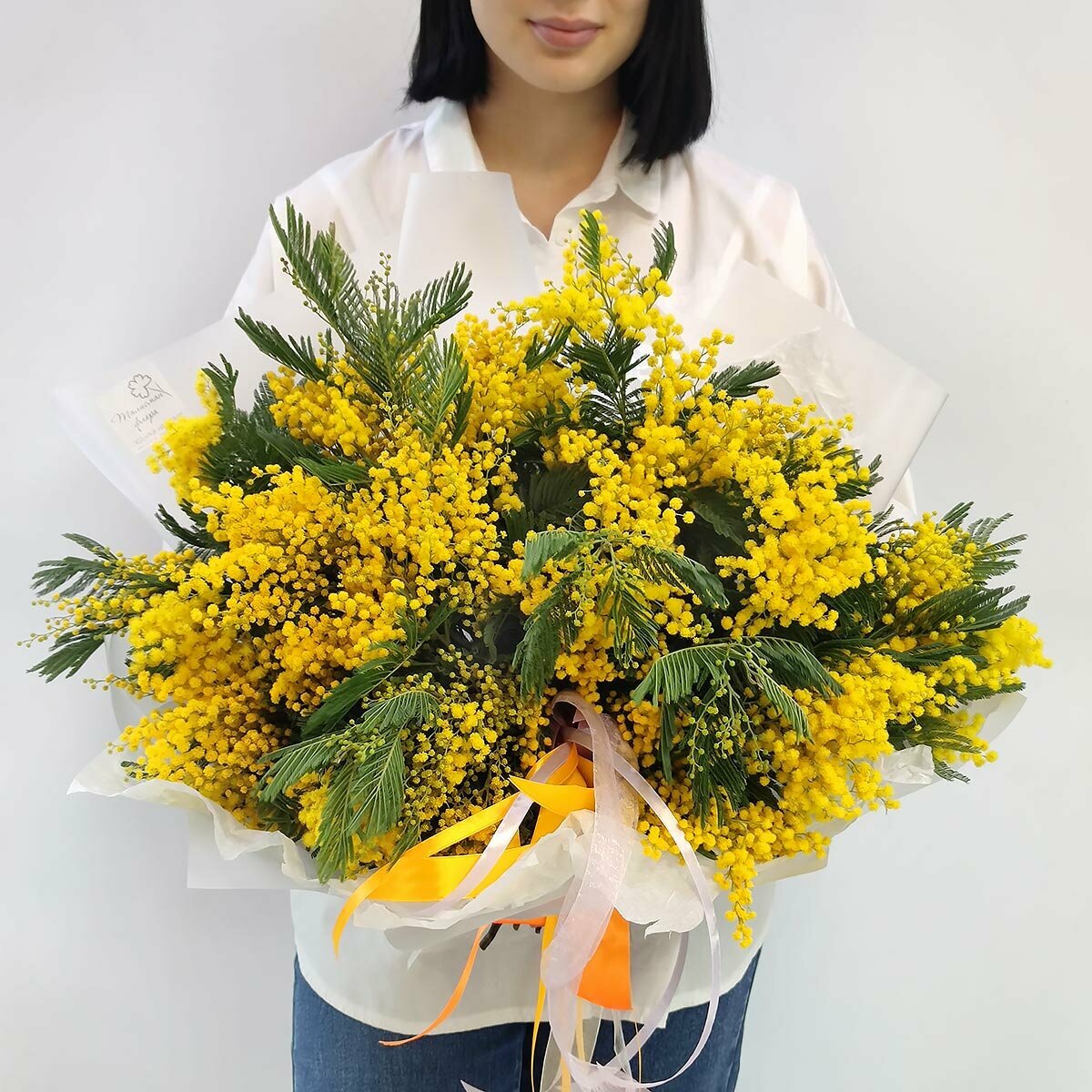 Букет "Золото небес" от Талисман Флоры, мимоза, 15 цветов, 45 см