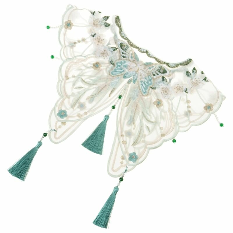 Вышитый бисером искусственный воротник с кисточкой-кисточка из бисера