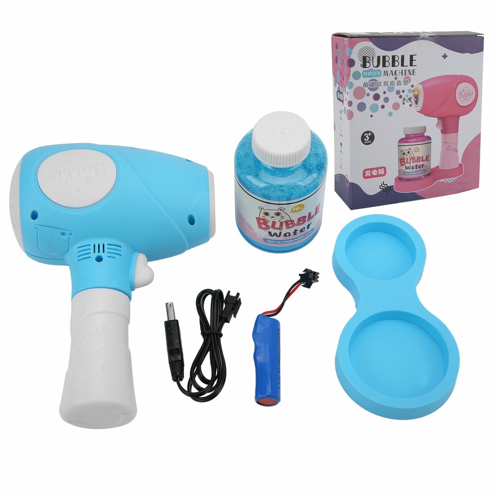 Фен для создания мыльных пузырей Shape Bubble Maker, детская воздуходувка, синий.