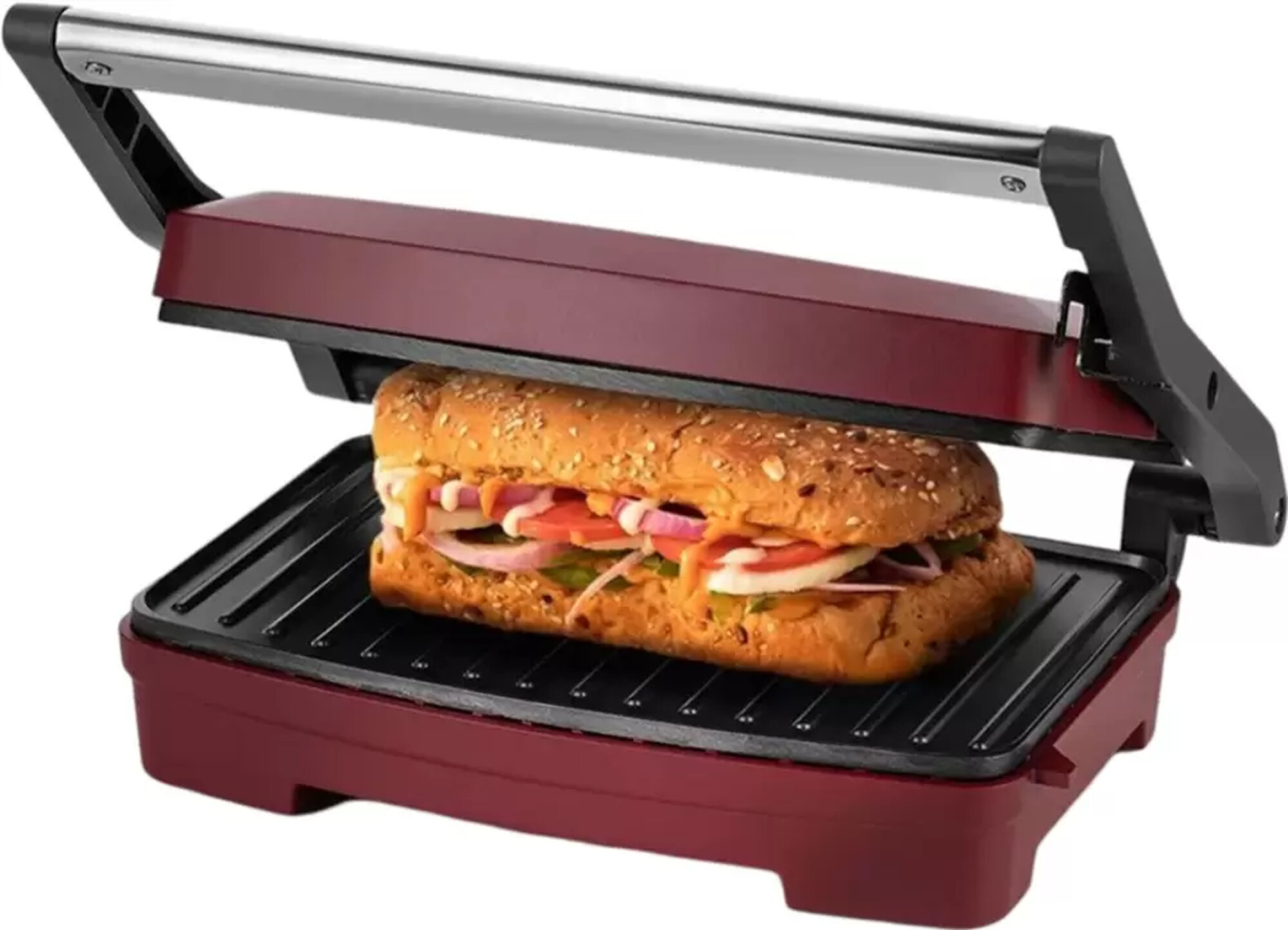 Бутербродница Kitfort KT-3619, 750 Вт, антипригарное покрытие, бордовый