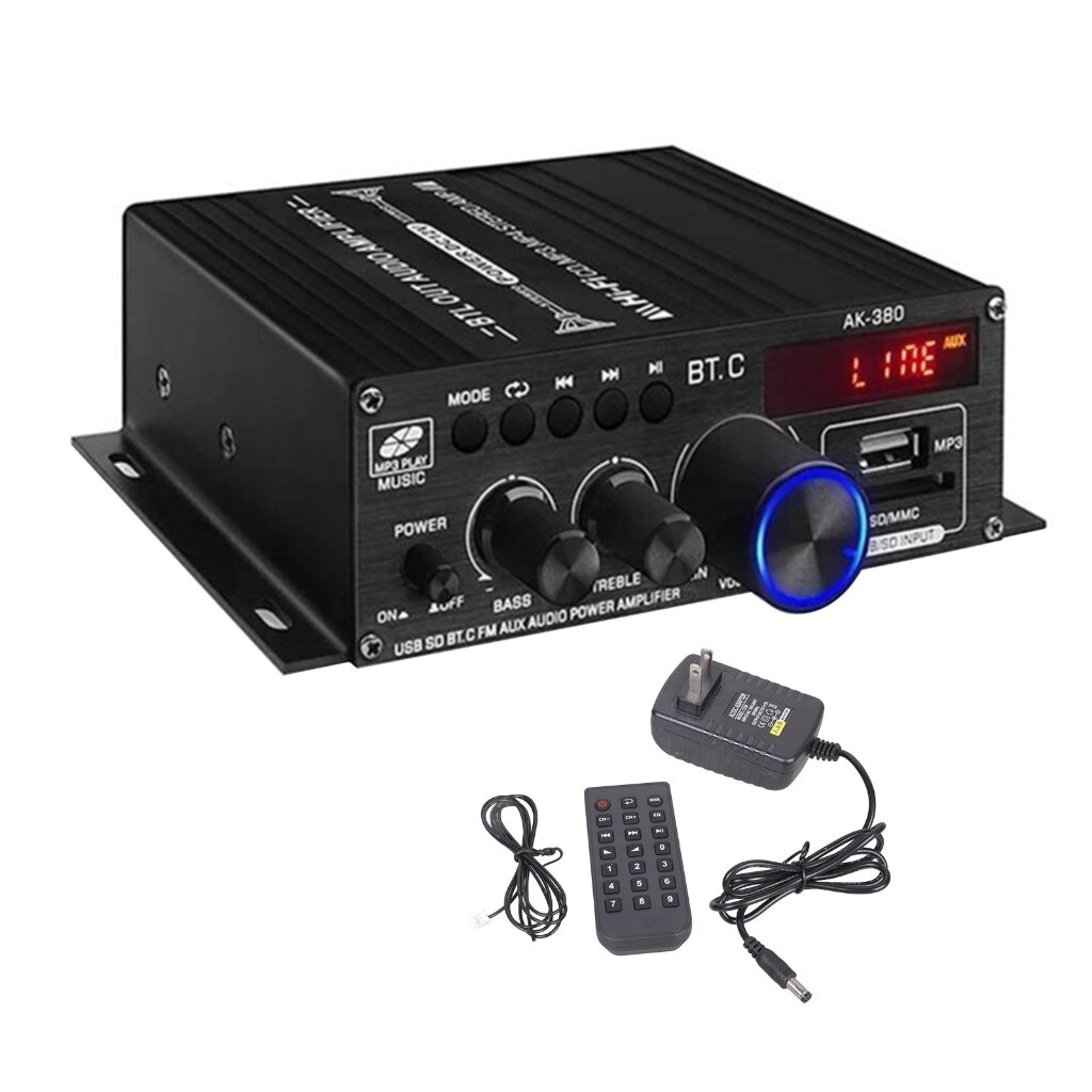 400 Вт Усилители звука HiFi, совместимые с Bluetooth, 5.0 USB FM-вход AUXs, Источник питания 12 В для домашнего использования