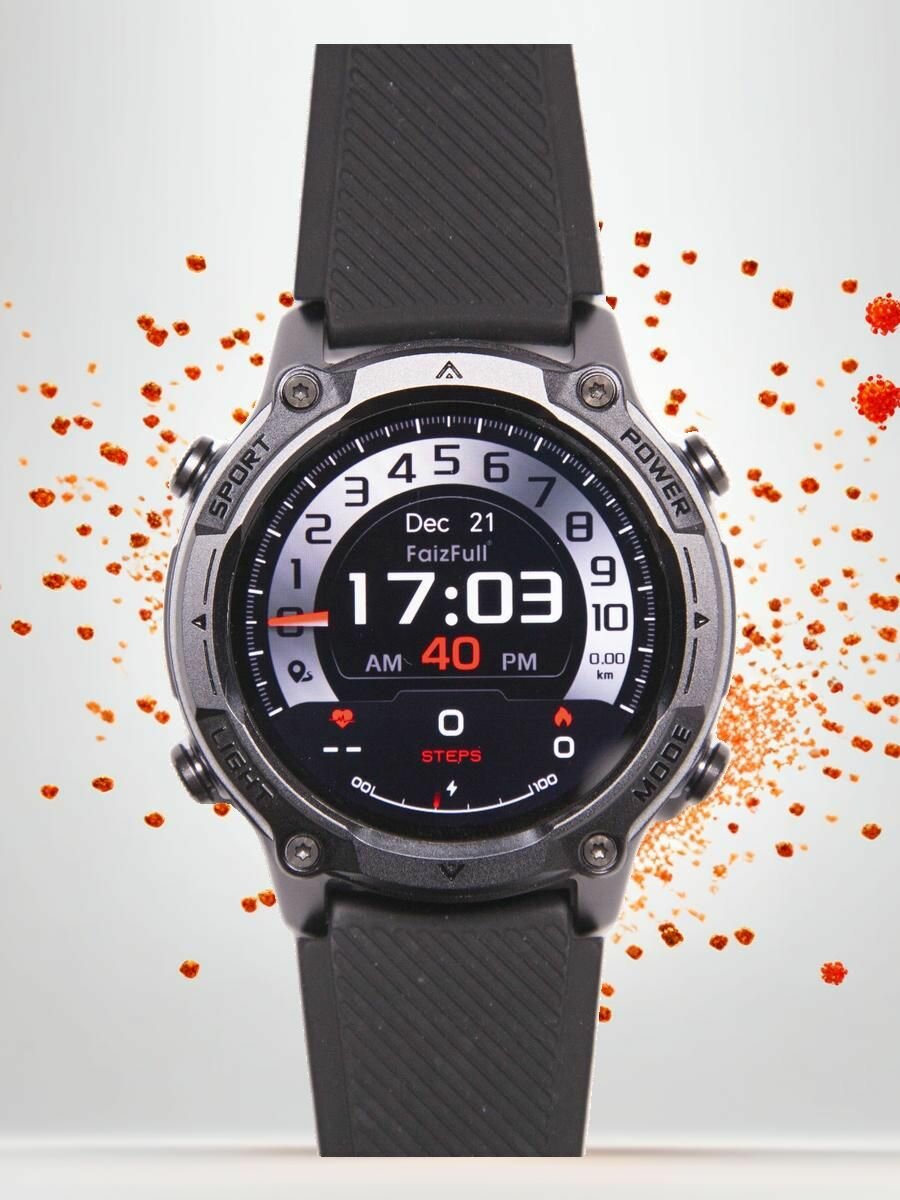Смарт-часы FAIZ FULL QUANTUM 8X (черные), месяц работы, 4 ГБ памяти, звонки, отслеживание здоровья (пульс/кислород/сон), титановый корпус, влагозащита IP68