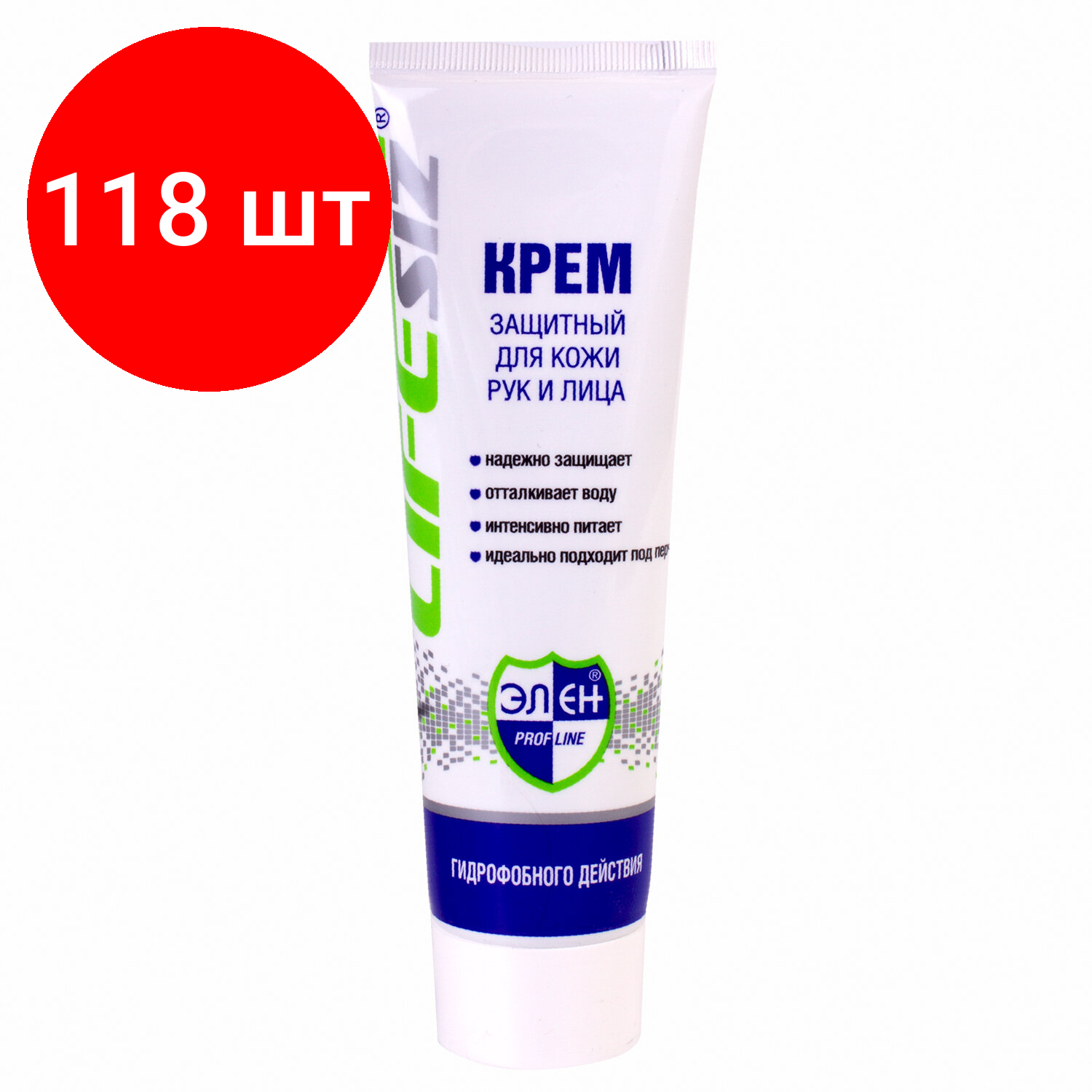 Комплект 118 шт, Крем защитный, 100 мл, элен, гидрофобный, от кислотных и щелочных средств, смазочно-охлаждающих жидкостей