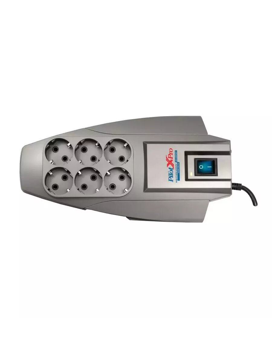Сетевой фильтр Pilot X-Pro 7м (6 розеток) серый, 2200 Вт, ПВС