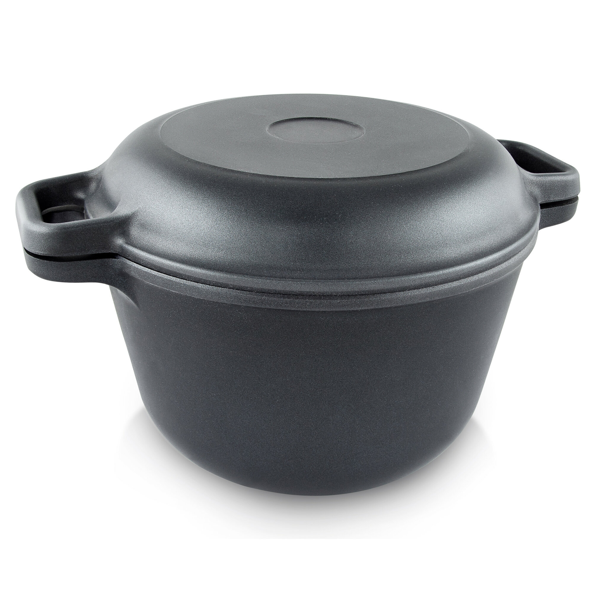 Кастрюля-казан НМП 3л 21см антипригарное покрытие литой алюминий крышка-сковорода