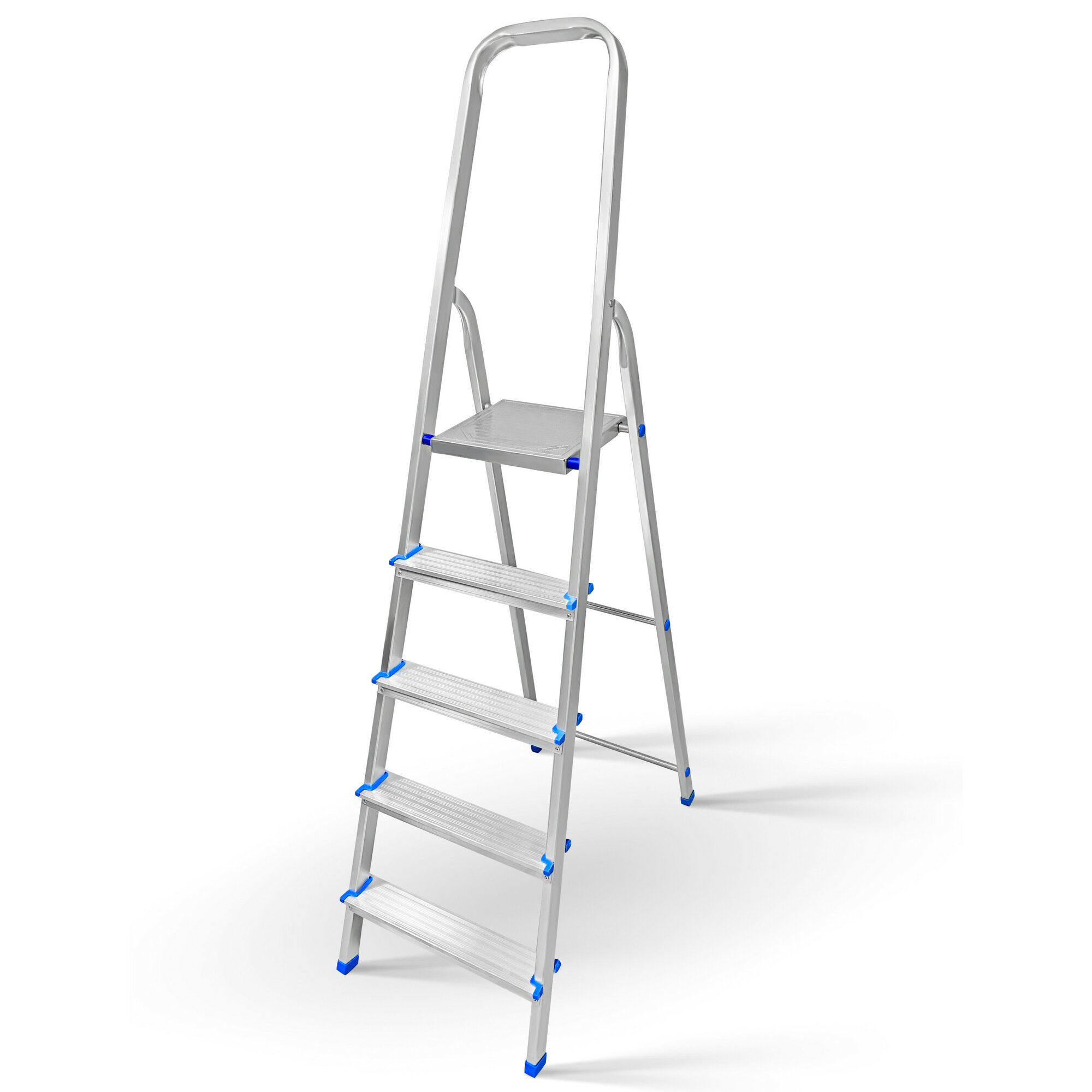 Стремянка односекционная LADDERBEL, 5 ступеней, алюминиевая, серая