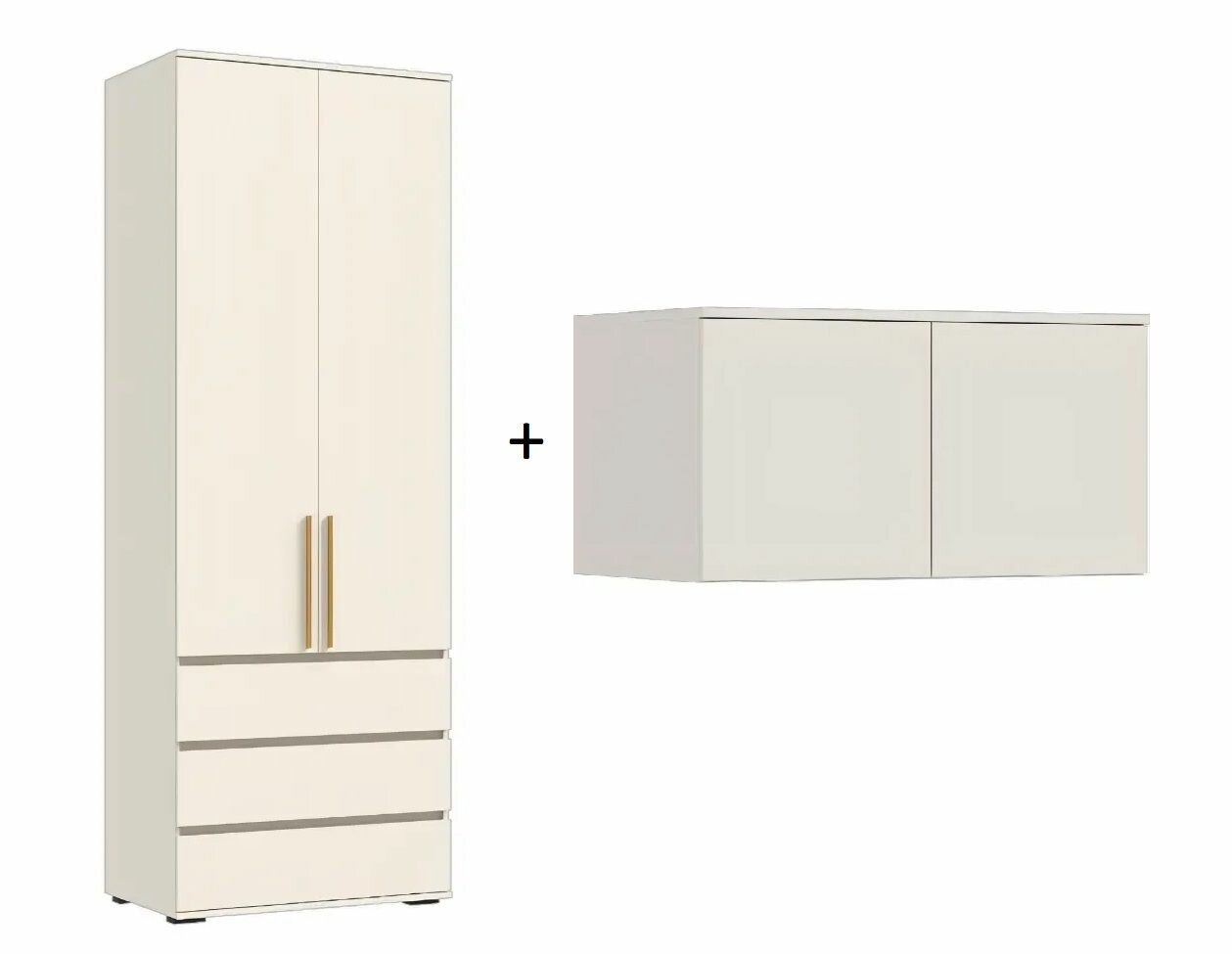 Норд Шкаф 2-х ств. 80 см. с ящиками + антресоль Кашемир