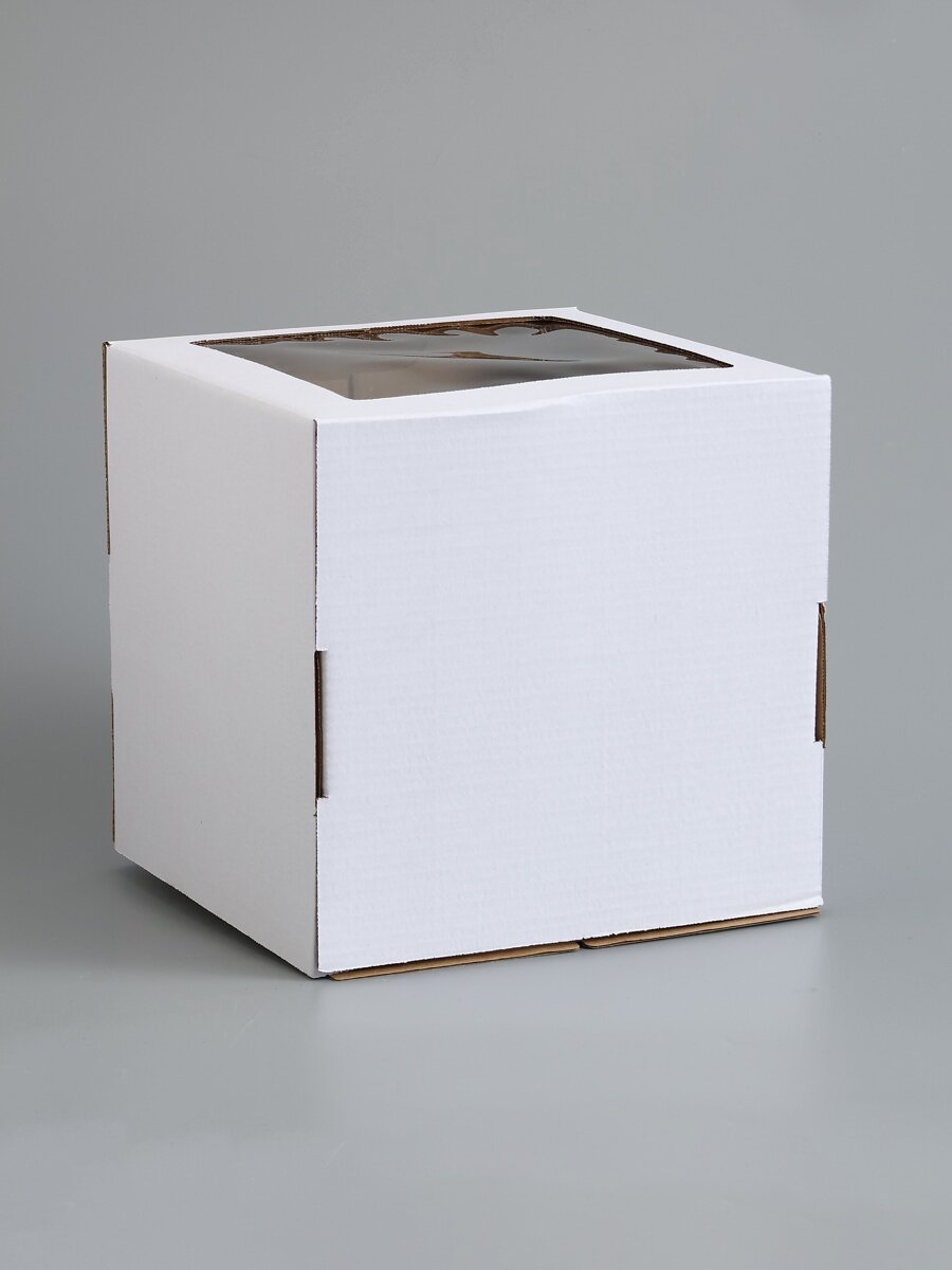 Коробка для торта, кондитерская, белая, с окном 30 х 30 х 30 см Набор 10 шт 10955045