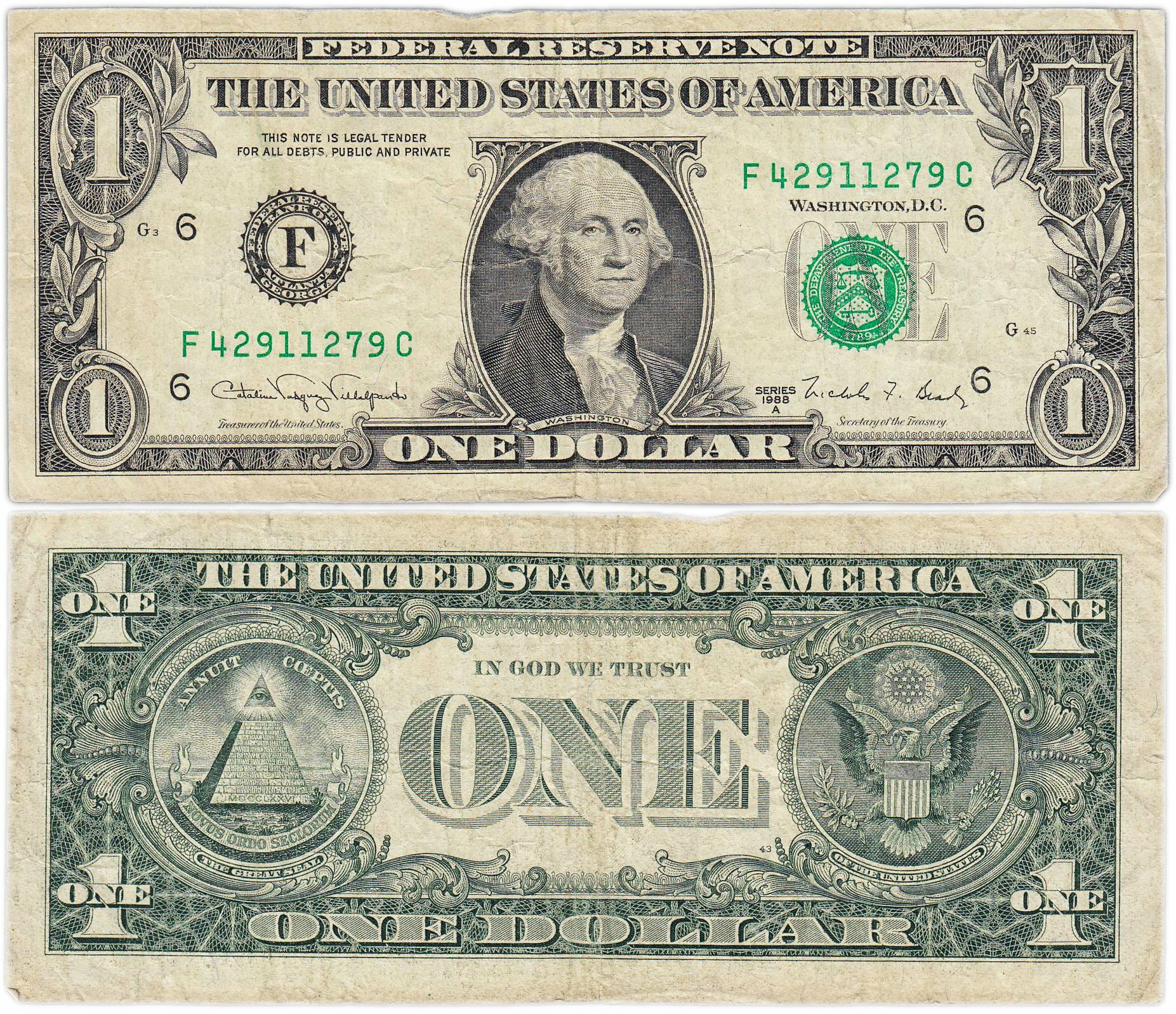 США 1 доллар 1988 series 1988A F-Атланта