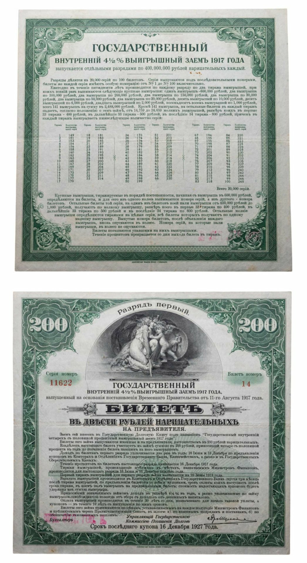 200 рублей 1917 Иркутское отделение Госбанка, разряд 1