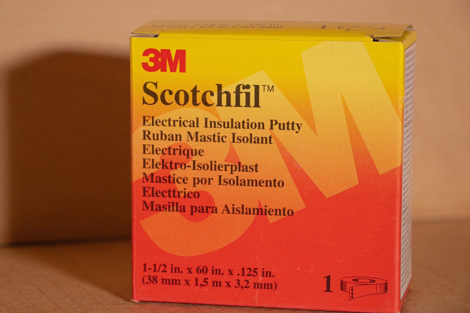 3М Герметизирующая, электрогидроизоляционная, мастичная лента Scotchfil 38 мм х 1,5 м х 3,2 мм для ремонта кабеля, монтажа кабельных муфт, герметизации электрических соединений