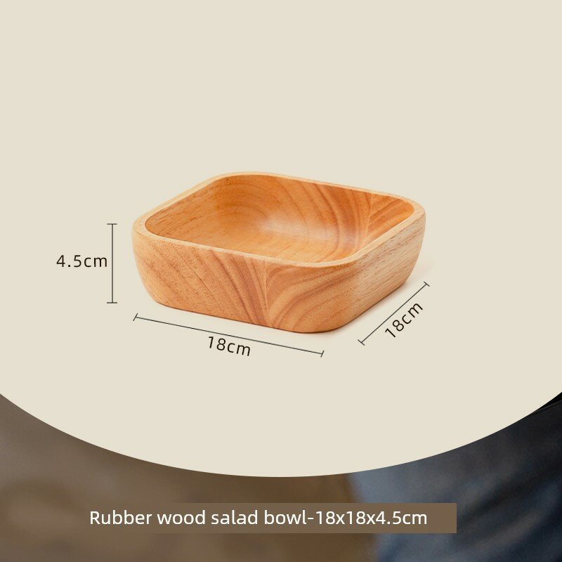 Деревянная салатница из резины 18x18x4.5 см среднего размера для семейных обедов