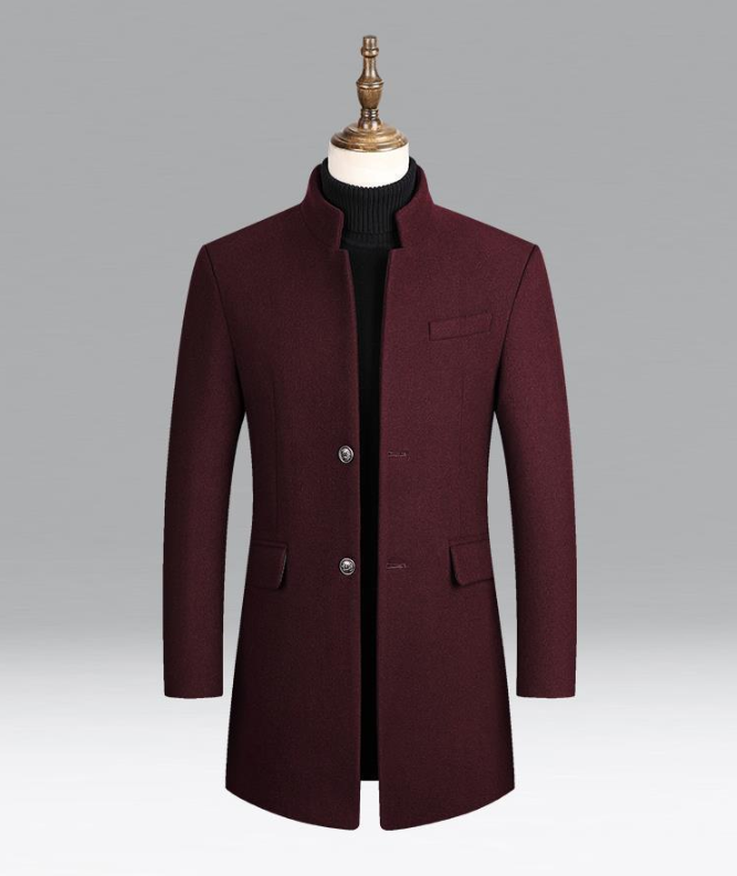 Мужской осенне-зимний шерстяной тренч средней длины