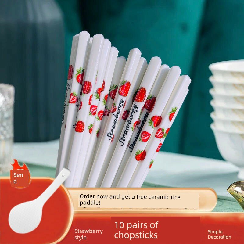 Керамические палочки с лопаткой, 10 пар, узор Strawberry, модные столовые приборы