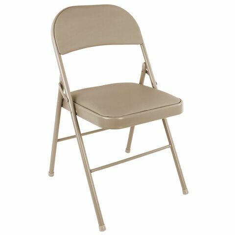 Стул складной BRABIX "Golf Plus CF-003 комфорт", бежевый каркас, кожзам бежевый, В коробе, 533027