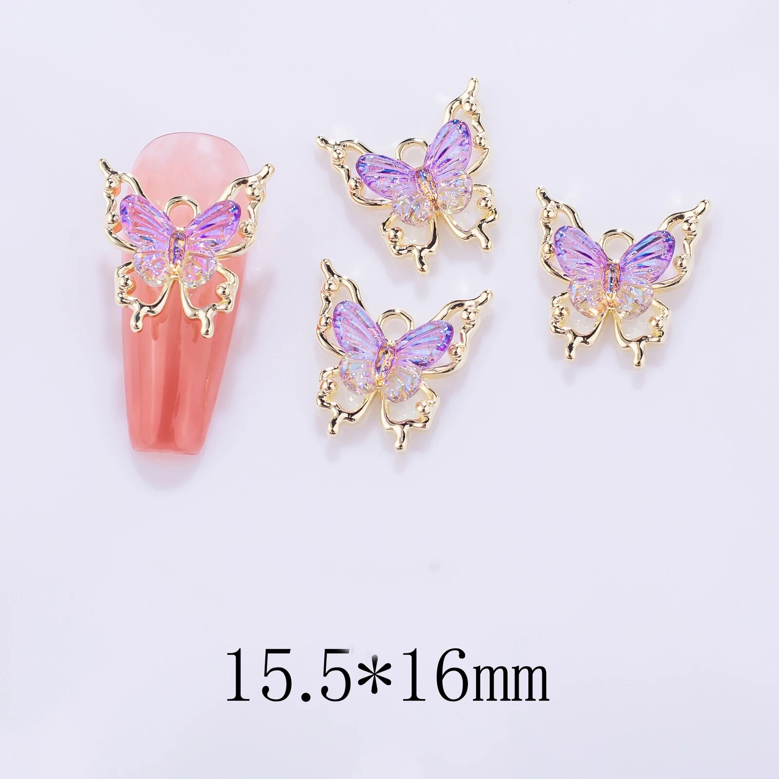 Набор из 10 шт. металлических бабочек для дизайна ногтей HIGBAQK 10Pcs Butterfly