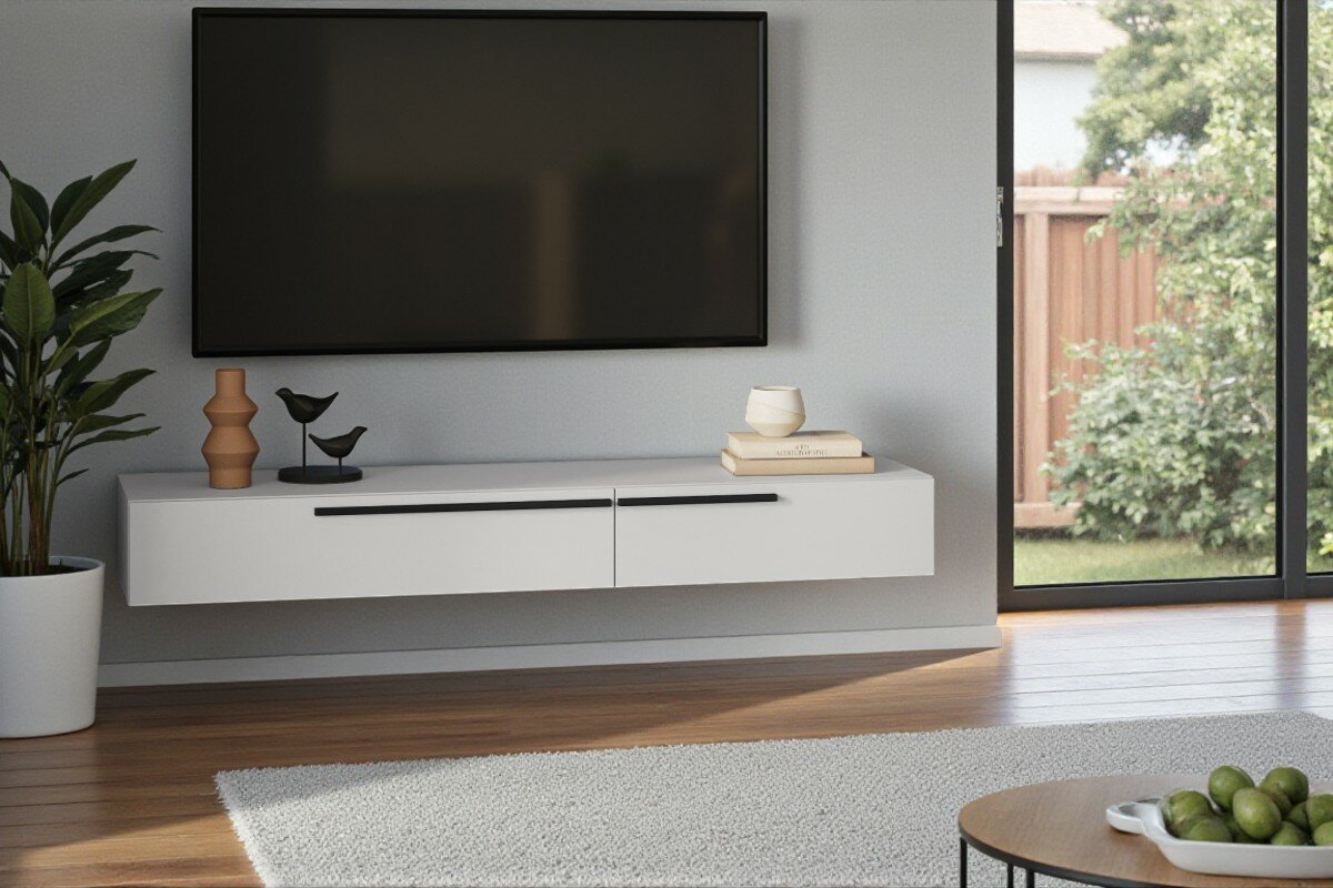 Подвесная ТВ-тумба Лорена Пакс-3 Белый Фасадный 0101 NEW 160x43x20 см, GOODFORM
