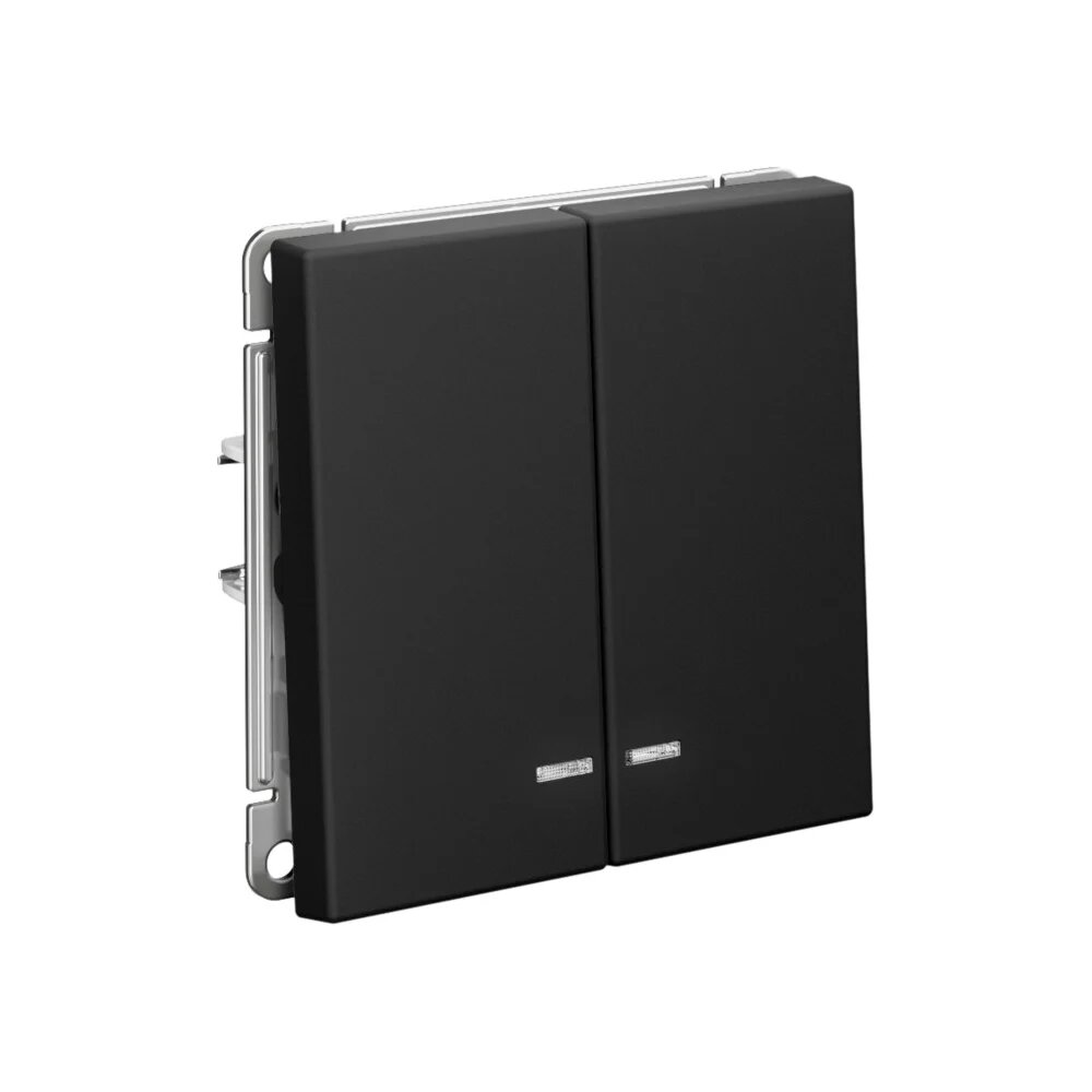 Выключатель Systeme Electric ArtGallery GAL001053S, 2-клавишный, с подсветкой, карбон