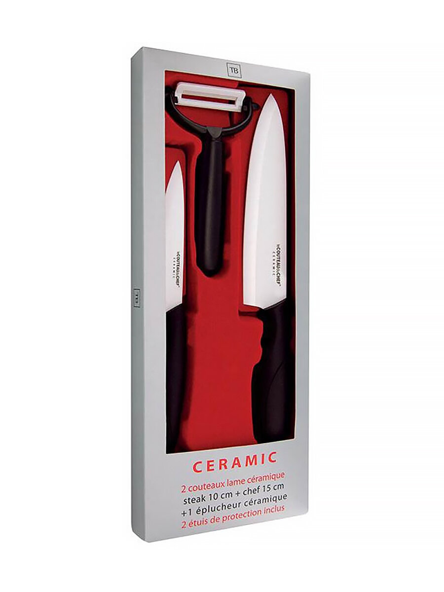 Набор ножей Tarrerias Bonjean Ceramic 3 предмета, 2 ножа, овозечистка, керамика