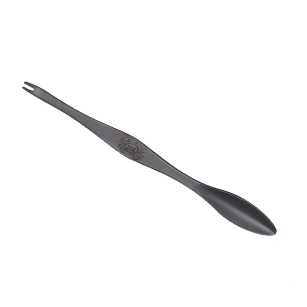 Вилка-ложка из нержавеющей стали для извлечения мяса крабов, Черный