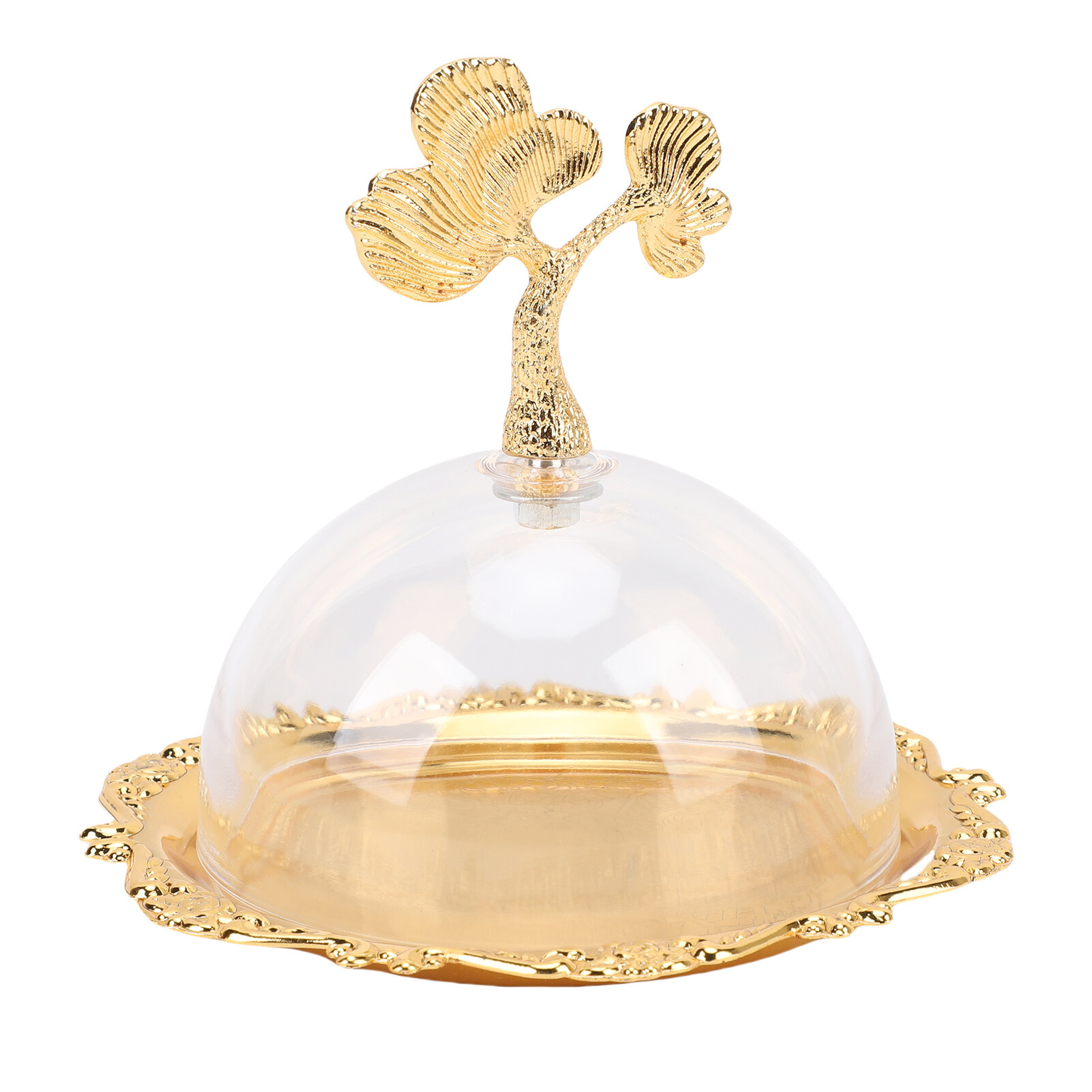 Металлический сервировочный поднос с акриловой купольной крышкой, подставка для выпечки и десертов, органайзер для хранения продуктов, для вечеринок и перекусов на рабочем столе.