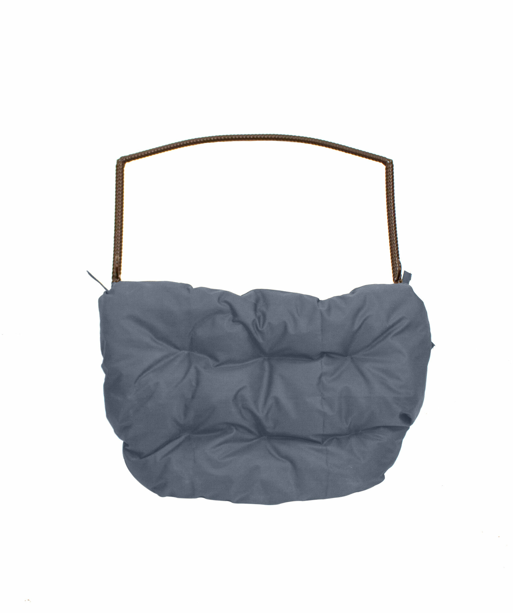 Подставка для ног на кресло подвесное для двоих, с ротангом коричневое, серая подушка