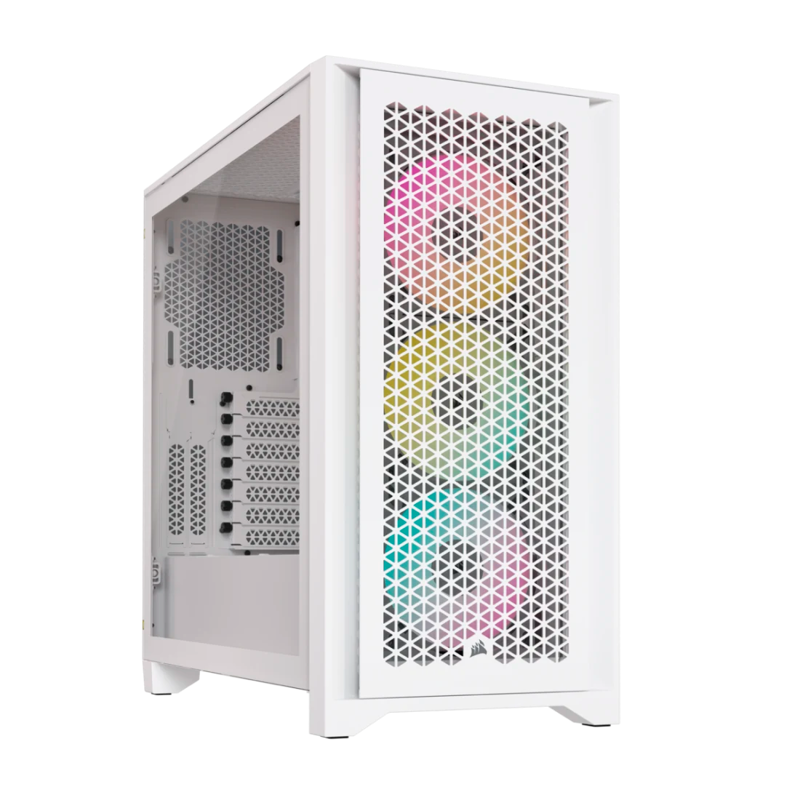 Корпус без блока Case Corsair iCUE 4000D RGB Airflow, Midi-Tower, TG, 3x120mm RGB, 1xUSB-A 3.2, 1xUSB 3.2 Type-C, E-ATX, ATX, mATX, mITX White