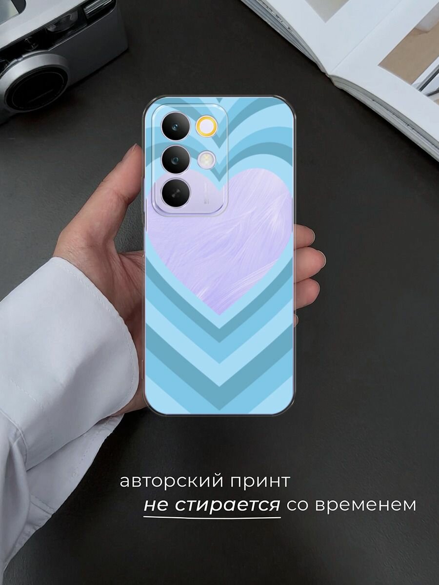 Чехол на Realme C85 / Реалми C85 с принтом Blue heart, прозрачный — фото 1